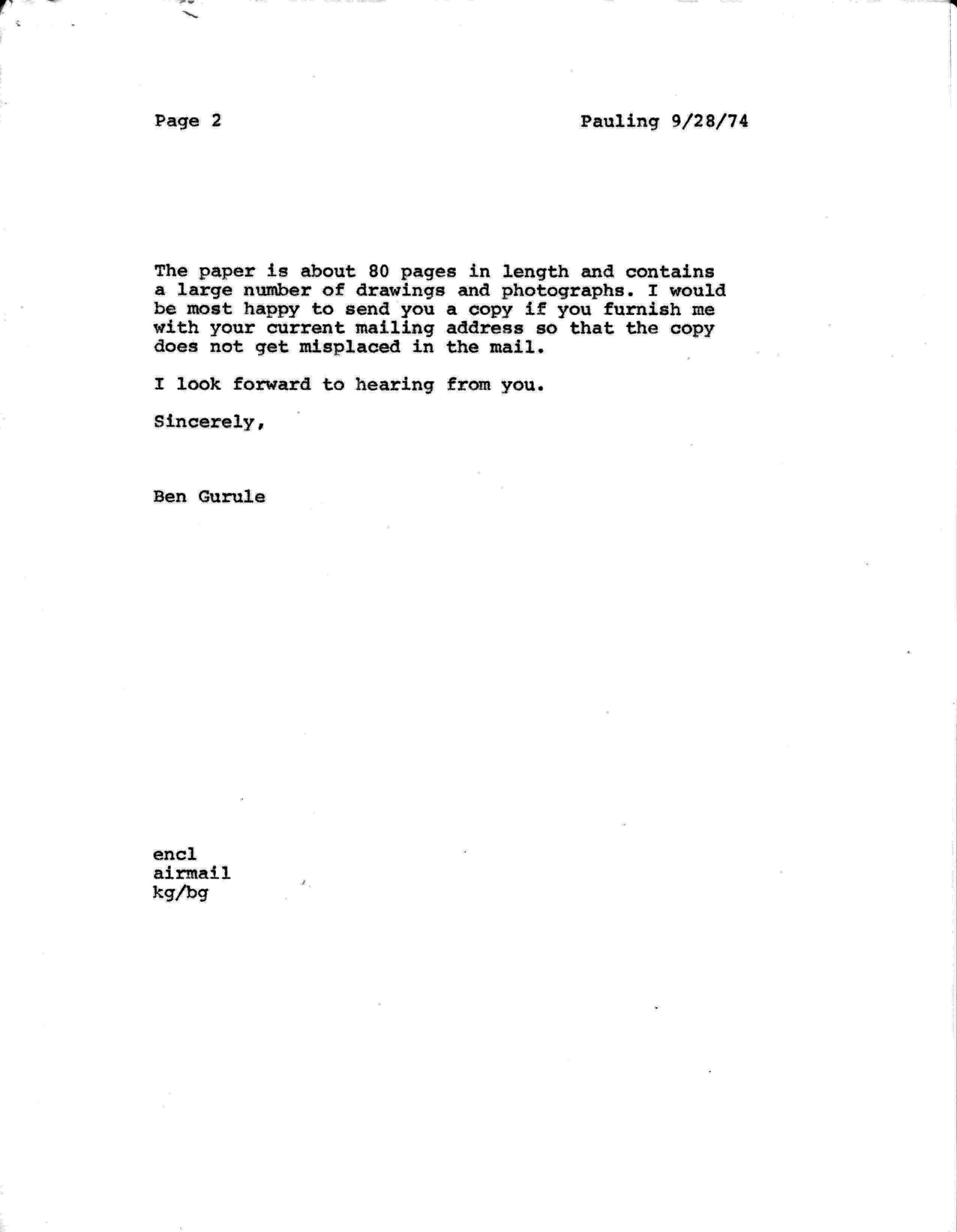 To Linus Pauling – Benjamin Gurule